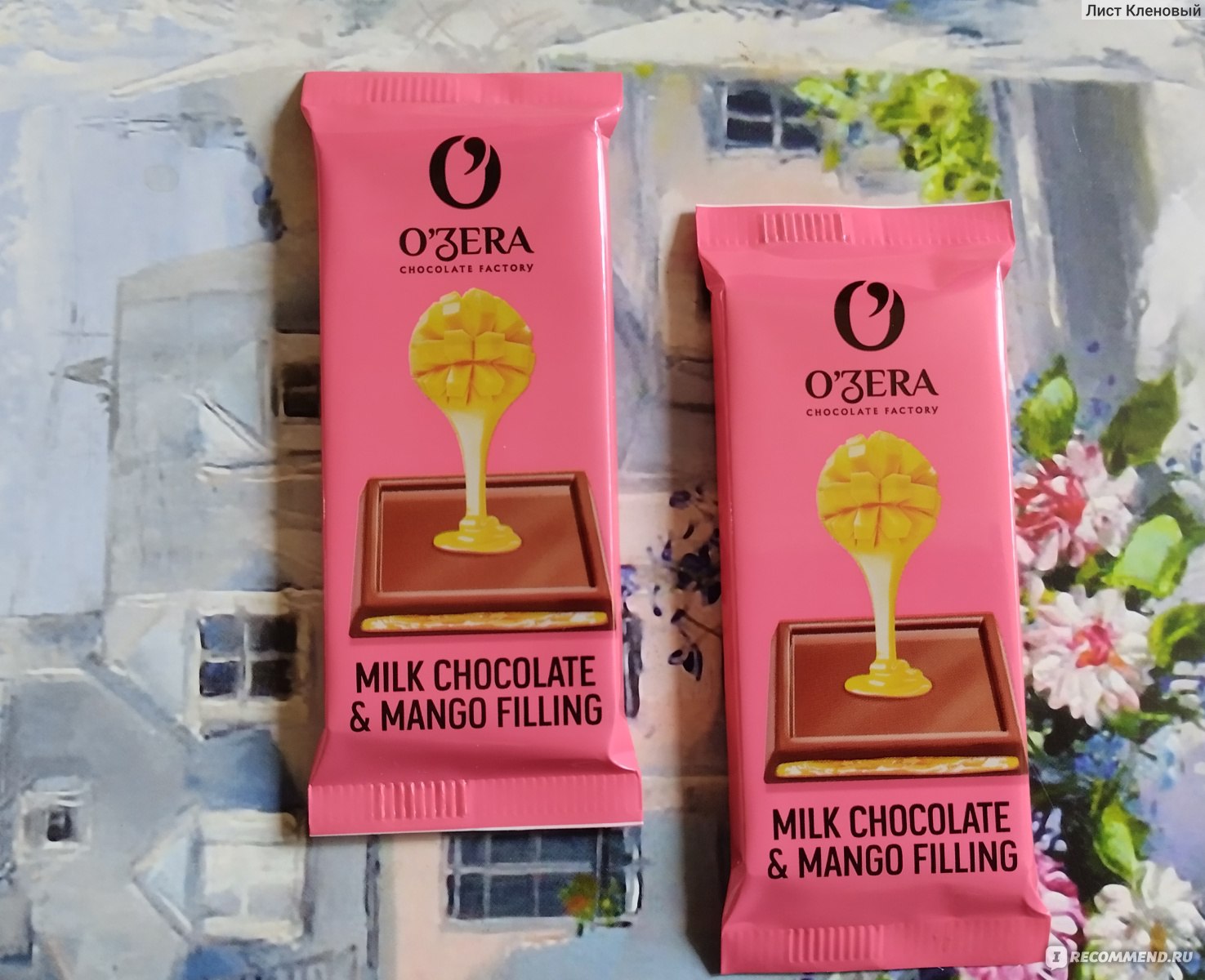 Молочный шоколад KDV «OZera» Milk & Mango filling с желейной начинкой из манго, 24 г ...