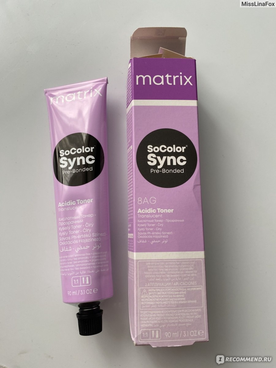 Кислотный тонер Matrix Socolor Sync Pre-Bonded - «Хороший тонер от ...