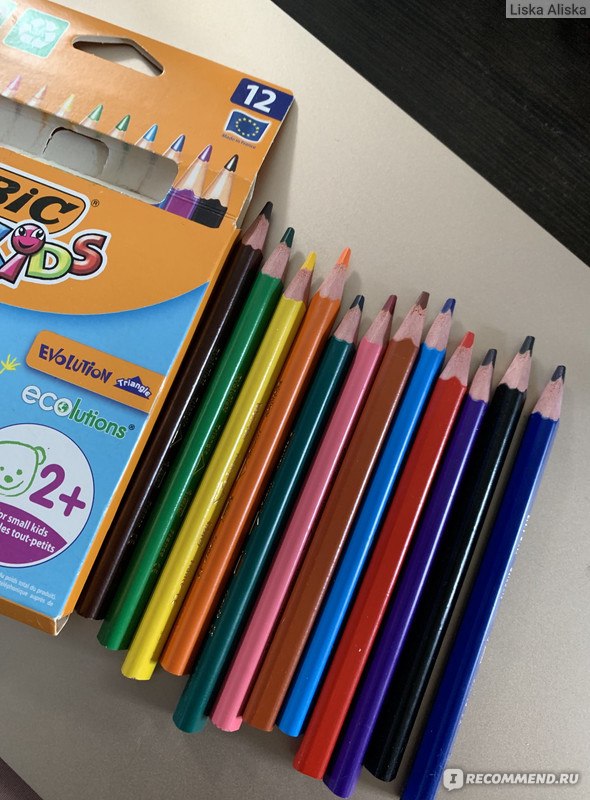 Цветные карандаши Bic kids трехгранные evolution, 12 цветов - «Удобные ...