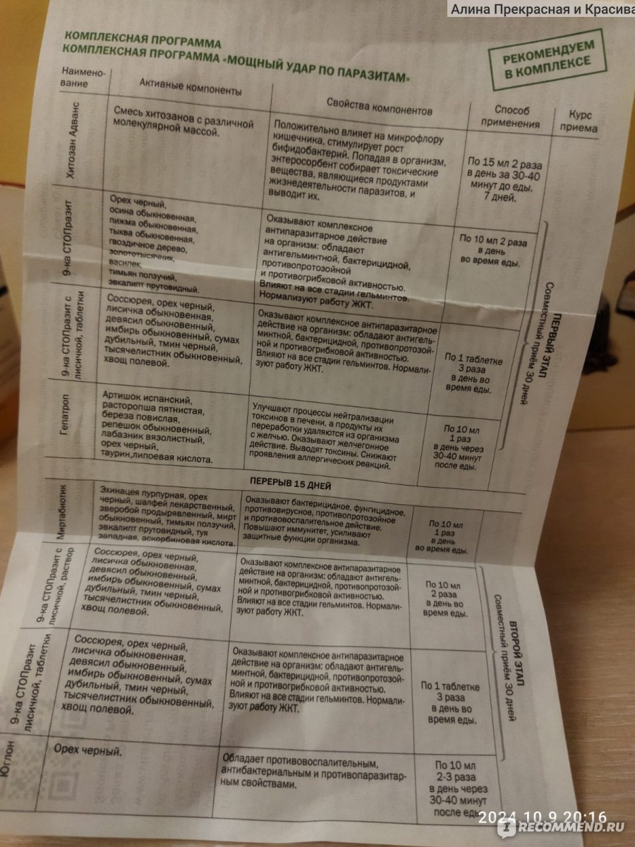 Противопаразитарные средства 9-ка СТОПРАЗИТ - «Натуральные горькие ...