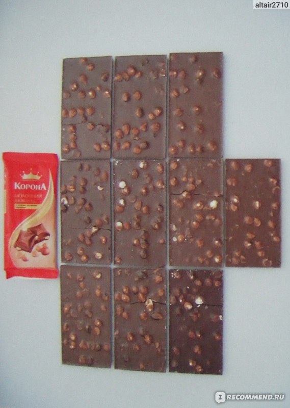 Шоколад Корона Молочный с цельными лесными орехами - «Обзор цельных ...