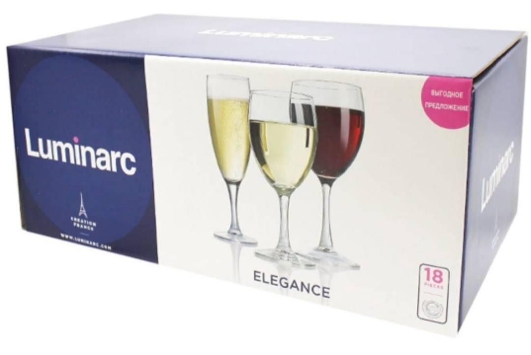 Бокалы LUMINARC Elegance 18 предметов | отзывы