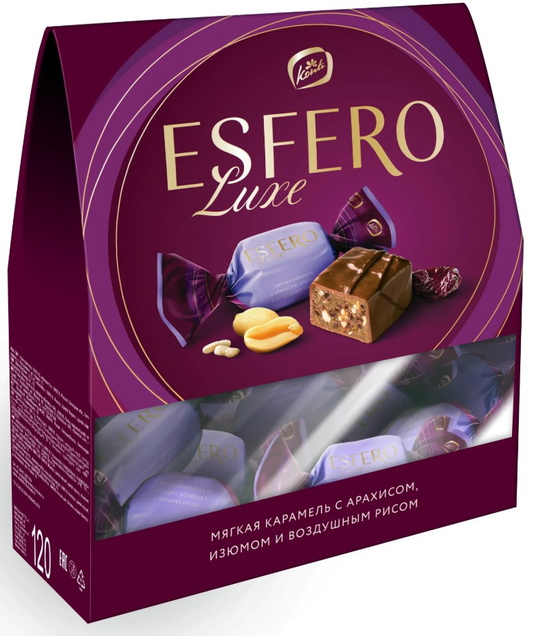 Конфеты Мерлетто ЕSFERO LUXE мягкая карамель с арахисом, изюмом и ...
