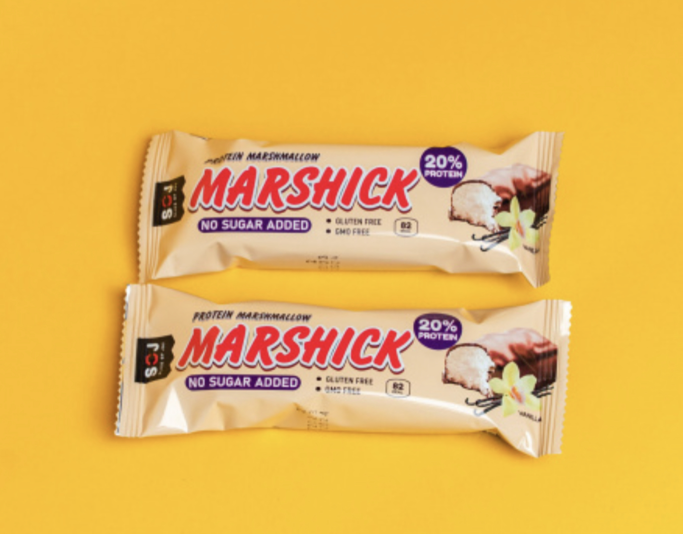 Протеиновый батончик SOJ Marshmallow с ванилью в молочном шоколаде, без ...